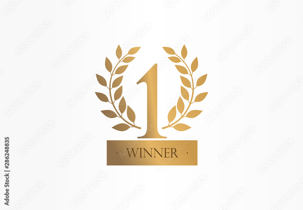 First place, number one, golden laurel wreath creative symbol concept ...