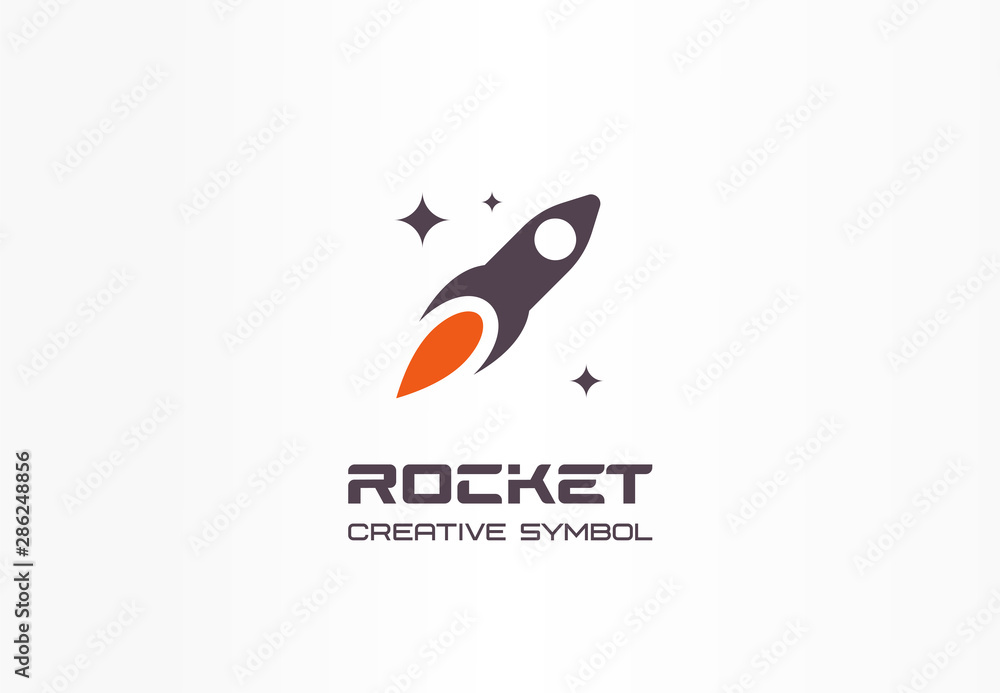 Rocket in space, startup creative symbol concept. Spaceship start up ...