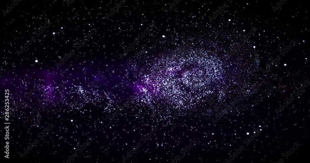 Galaxy in Deep Space. Spiral galaxy, animation of Milky Way. Flying ...