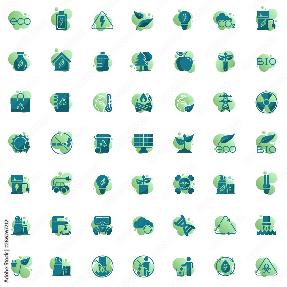 Ecology vector icons set, modern solid bicolor symbol collection ...
