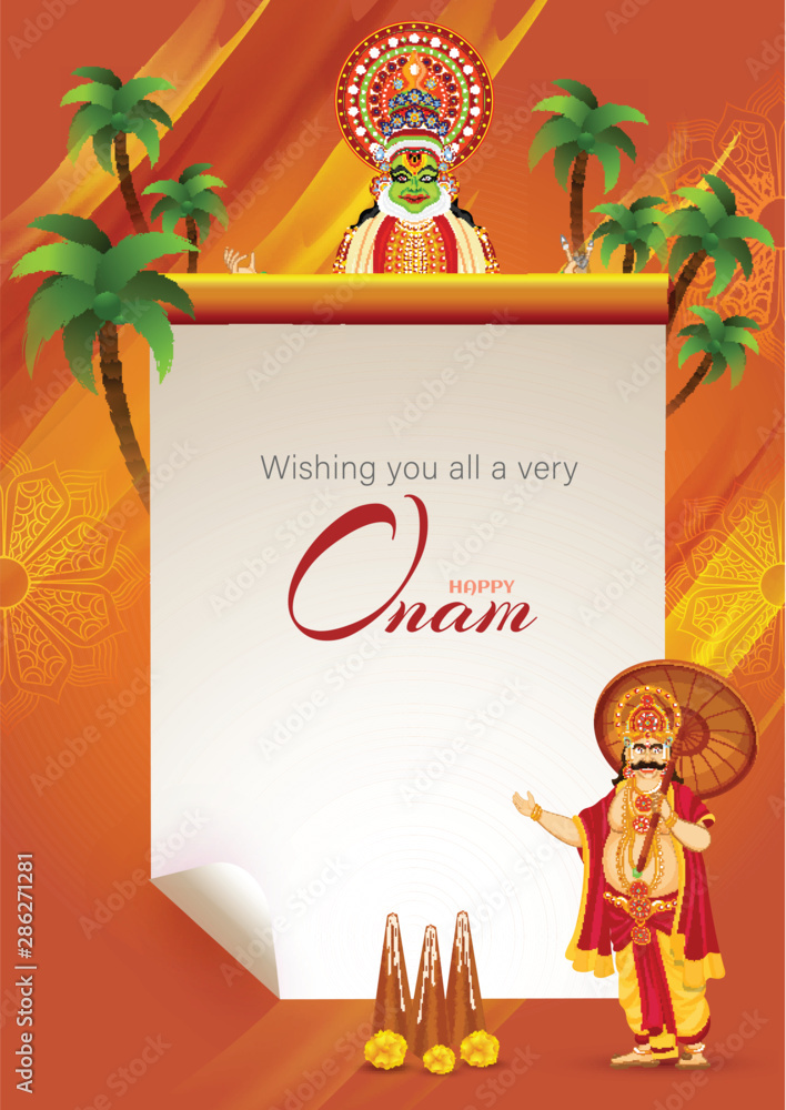Wishing you all a very Happy Onam festival message card or template ...