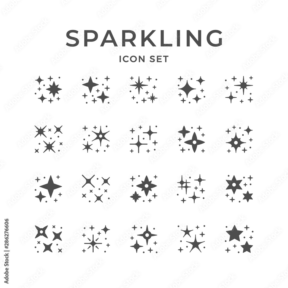 Set icons of sparkling and twinkling Stock Vector | Adobe Stock