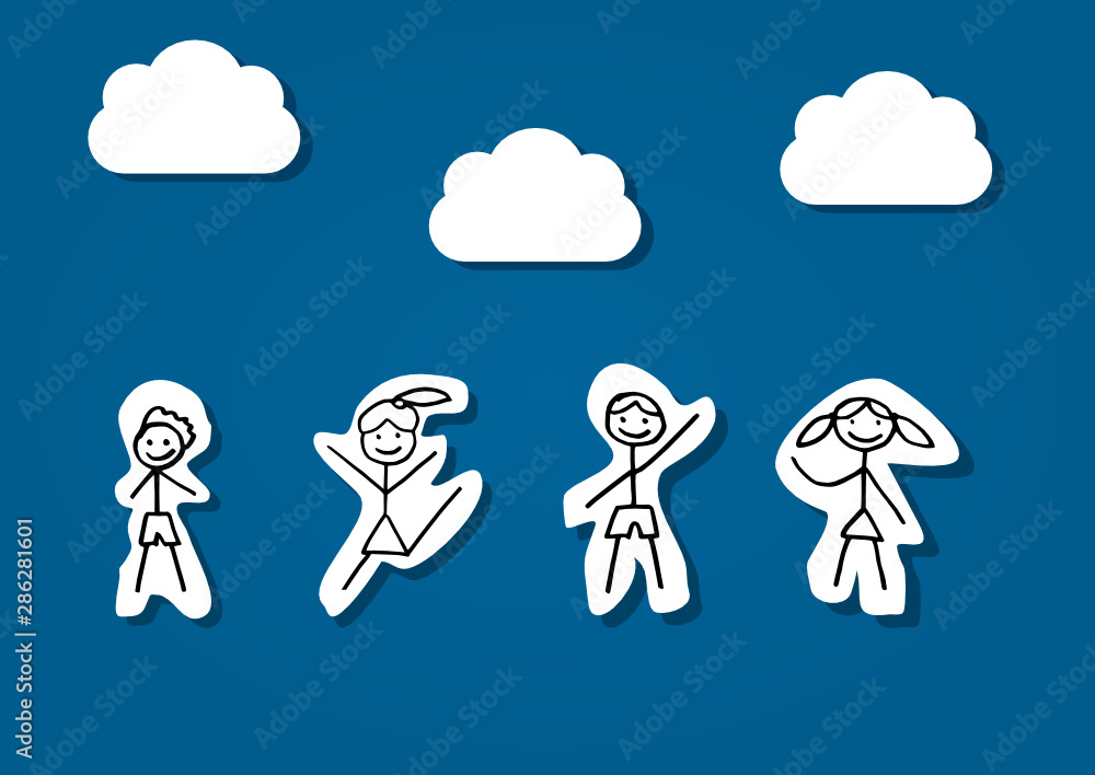 Children at play. Happy Children's Day. Hand drawn, doodle. Happy kids ...