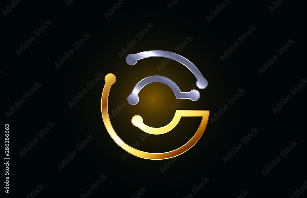 gold and silver metal letter C for alphabet logo icon design Stock ...