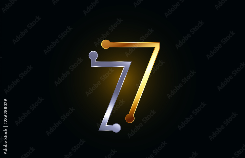 gold and silver metal number 7 for logo icon design Stock Vector ...
