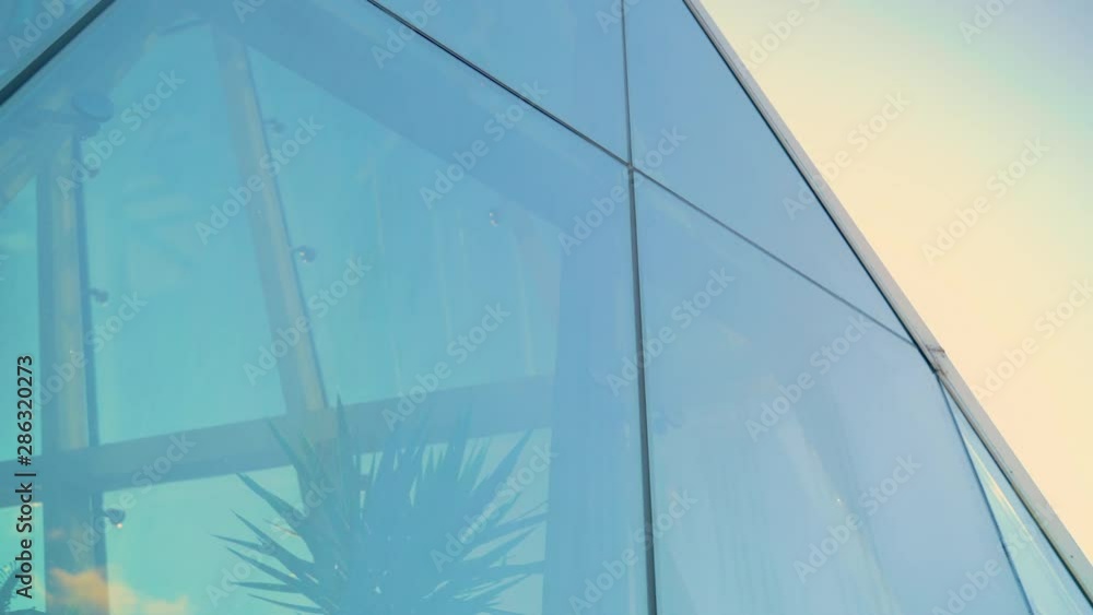 Glass Curtain Facade Wall. Fasteners Elements of Spider Glass System ...