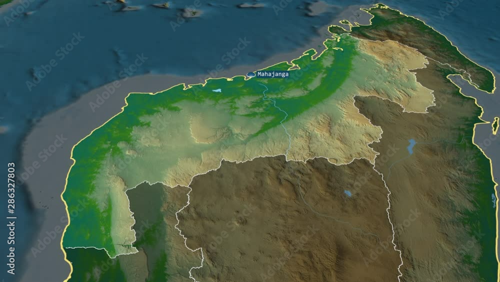 Mahajanga - autonomous province of Madagascar with its capital zoomed ...