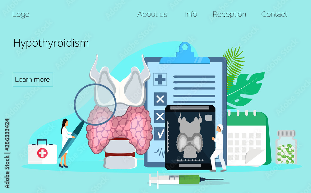 Hypothyroidism concept vector. Endocrinologists diagnose and treat ...