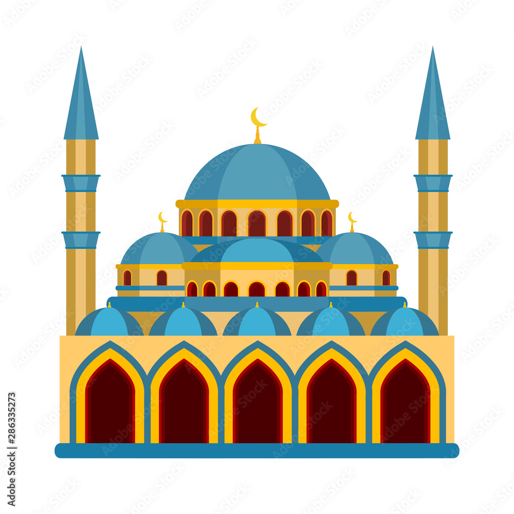 Cartoon Color Islamic Mosque Religious Building. Vector Stock Vector ...