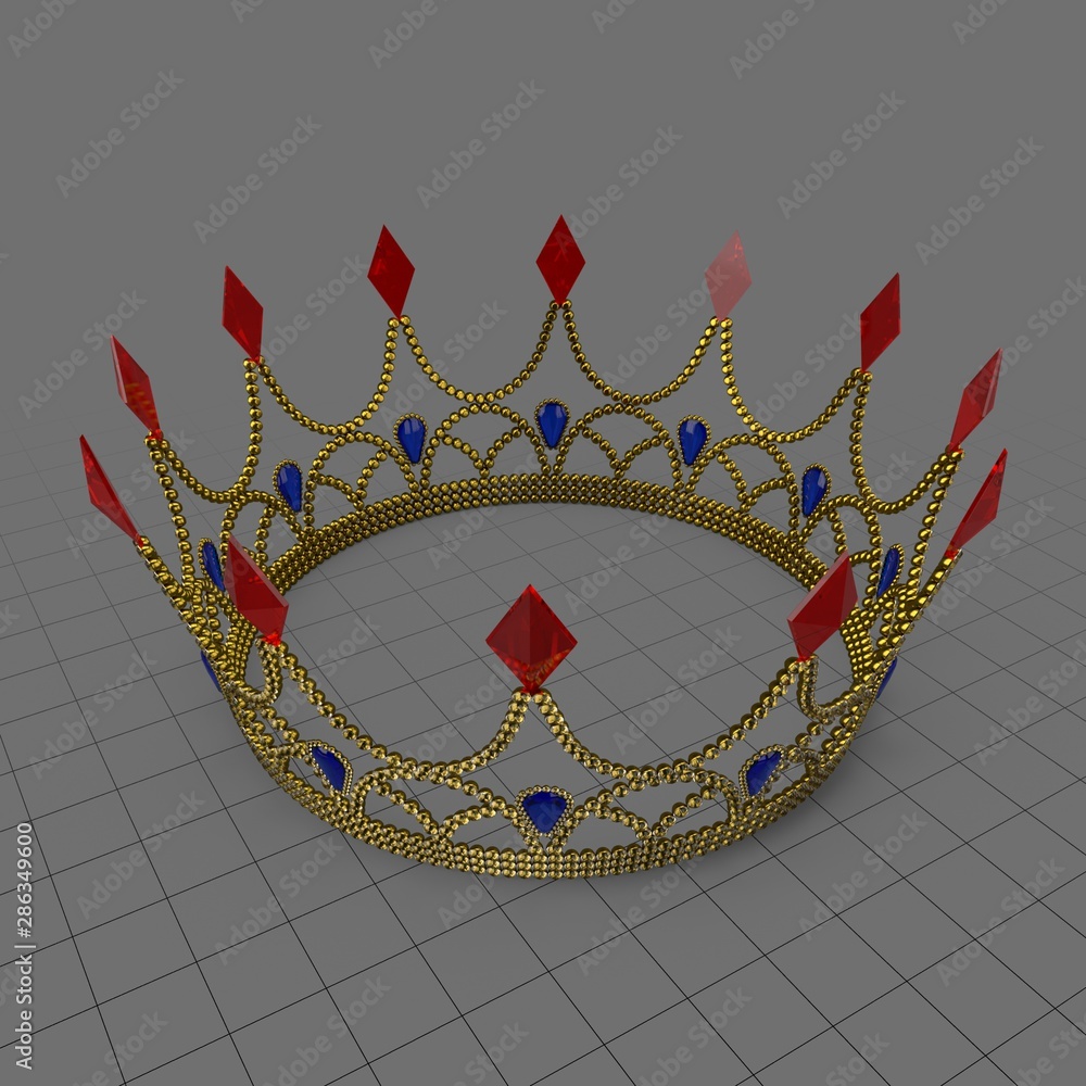 Gold crown with gemstones Stock 3D asset | Adobe Stock