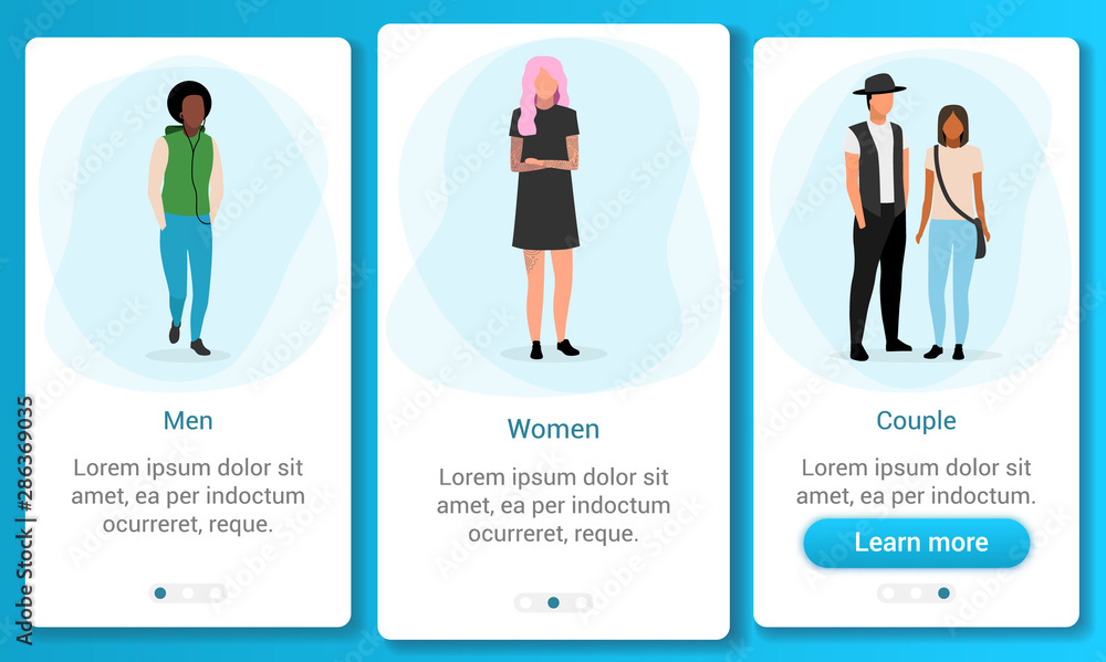 Multicultural group onboarding mobile app screen template. Adult ...