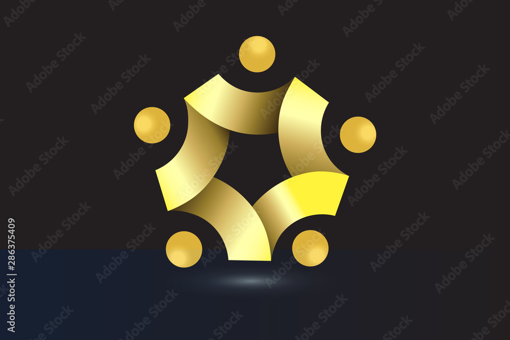 Logo teamwork unity business gold people vector Stock Vector | Adobe Stock