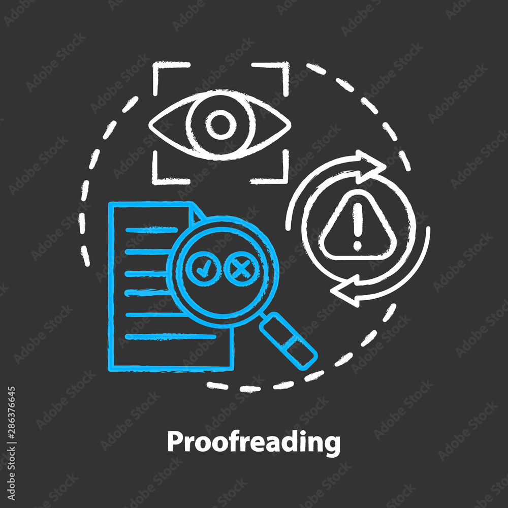 Proofreading chalk concept icon. Text editing and correction process ...