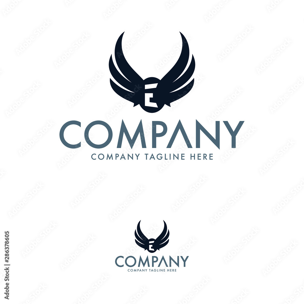 Letter E Wing Logo Template. Eagle Logo Design Stock Vector | Adobe Stock