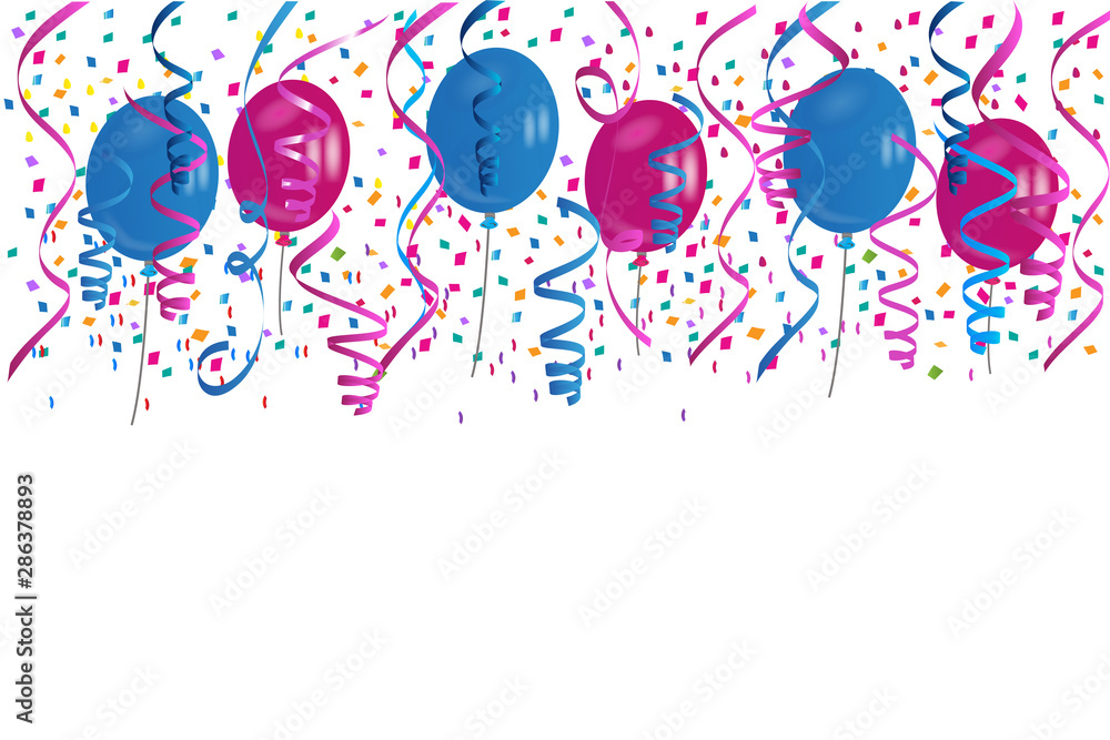 Party balloons and streamers festival celebration copy space vector ...