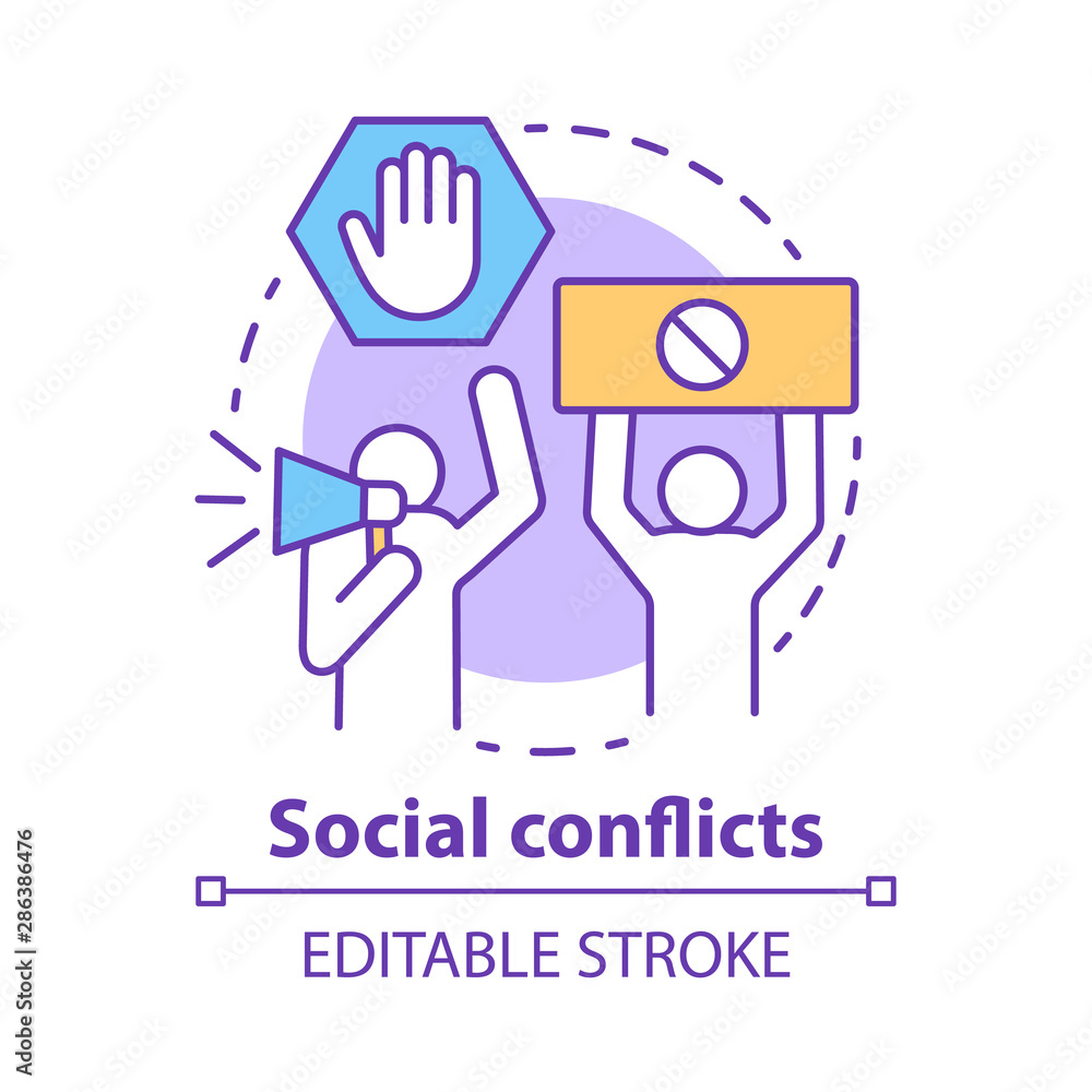 Social conflicts and disputes concept icon. Antisocial behaviour ...