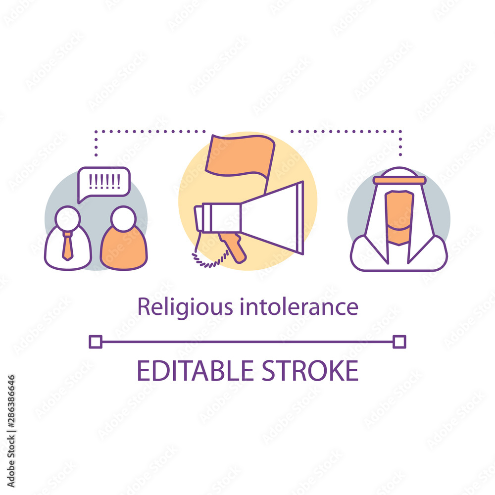 Religious intolerance concept icon. Discrimination thin line ...