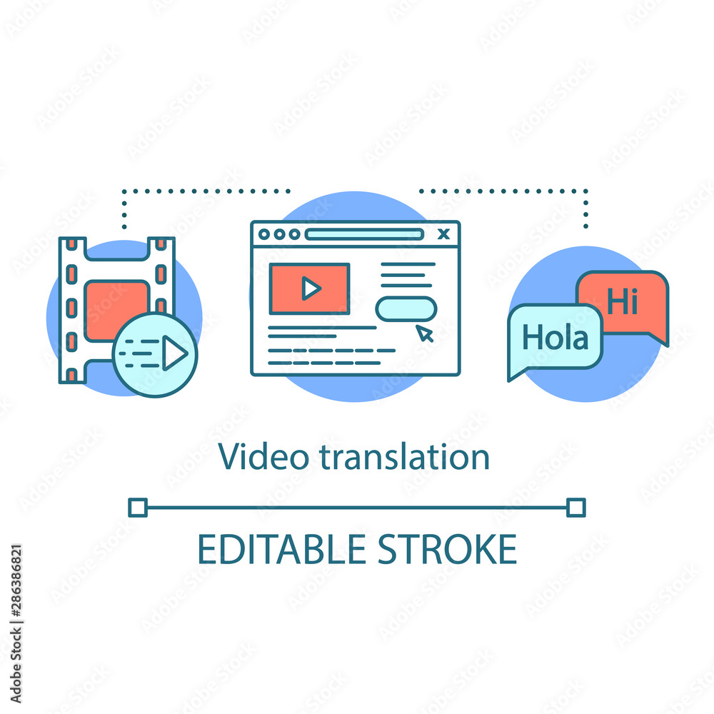 Video translation concept icon. Translation services idea thin line ...