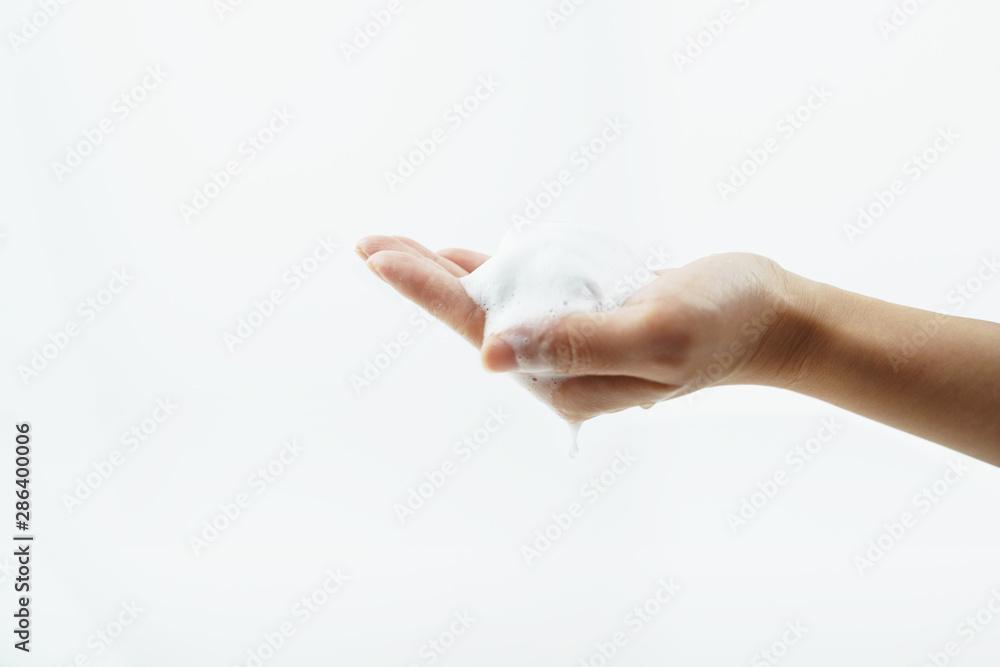 Washing of hands with soap foam. hygiene. Cleaning Hands. Stock Photo ...