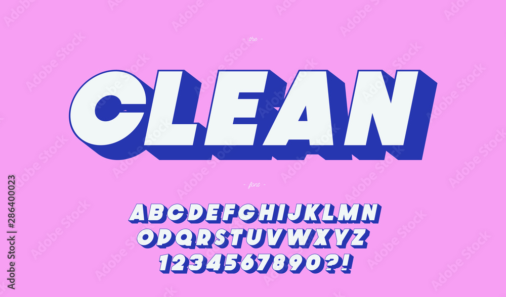 Vector clean 3d bold font for decoration Stock Vector | Adobe Stock