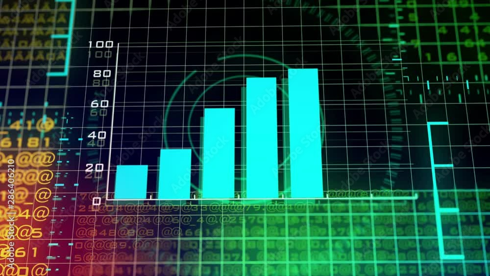 3D Business growth graph with futuristic interface shows the random ...