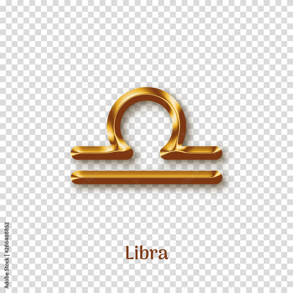 Libra golden zodiac sign with shadow isolated on transparent background ...