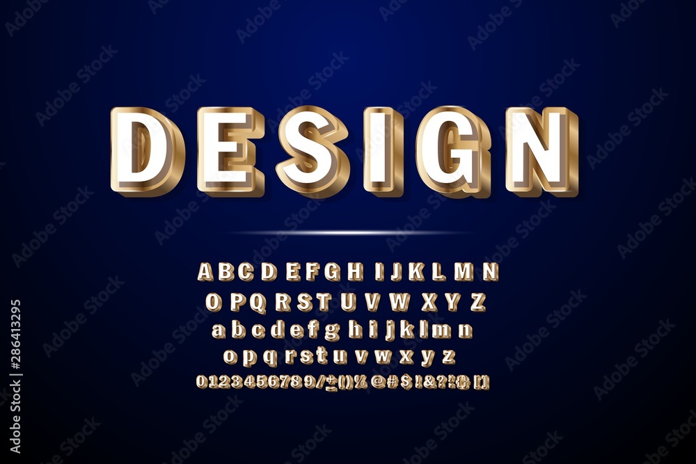 Luxury Golden 3D Font. Chic Alphabet Letters, Numbers and Symbols ...