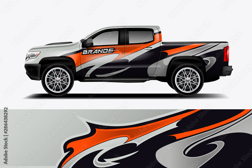 truck and car decal design vector kit. abstract background graphics for ...