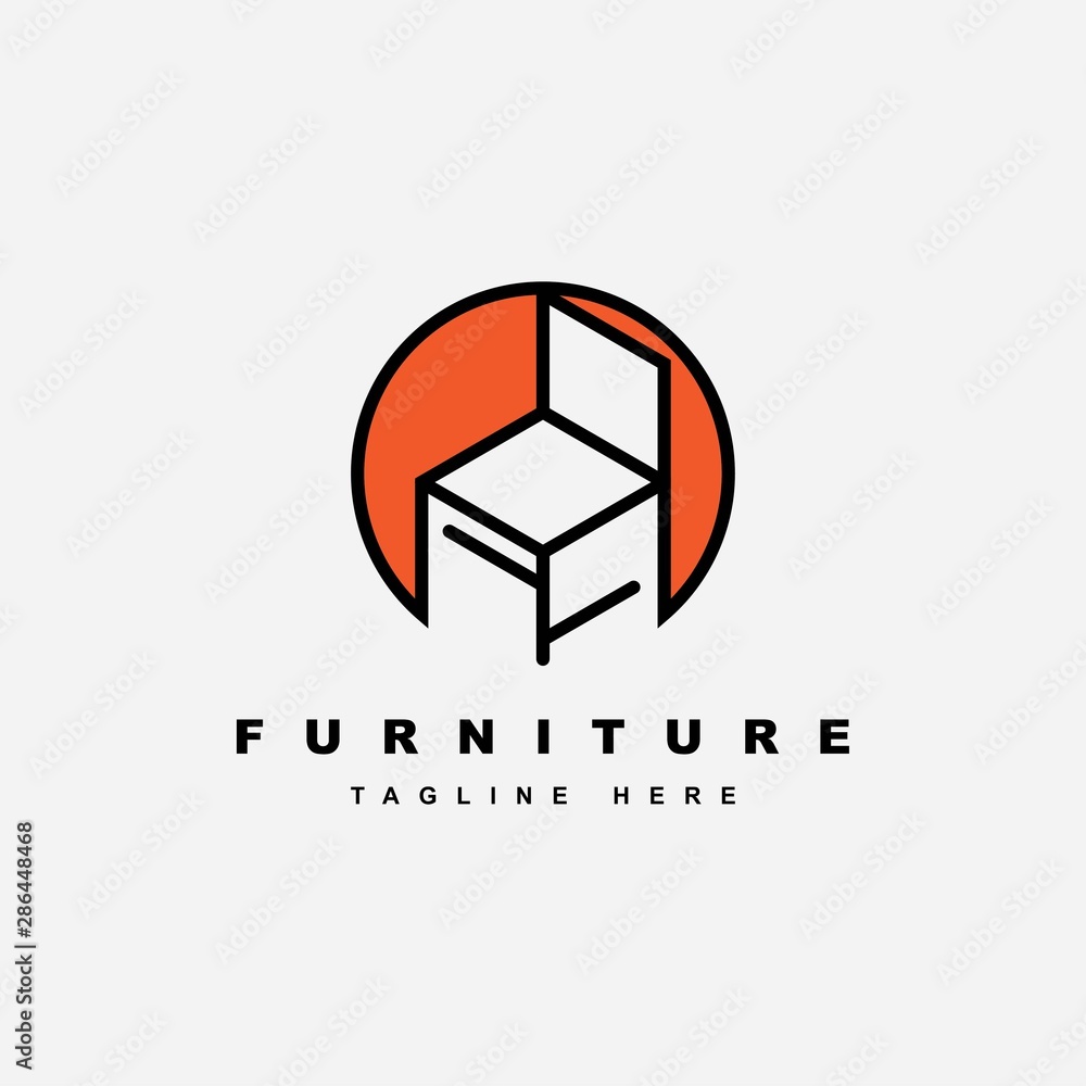furniture logo design.Symbol and icon of chairs, sofas, tables, and ...