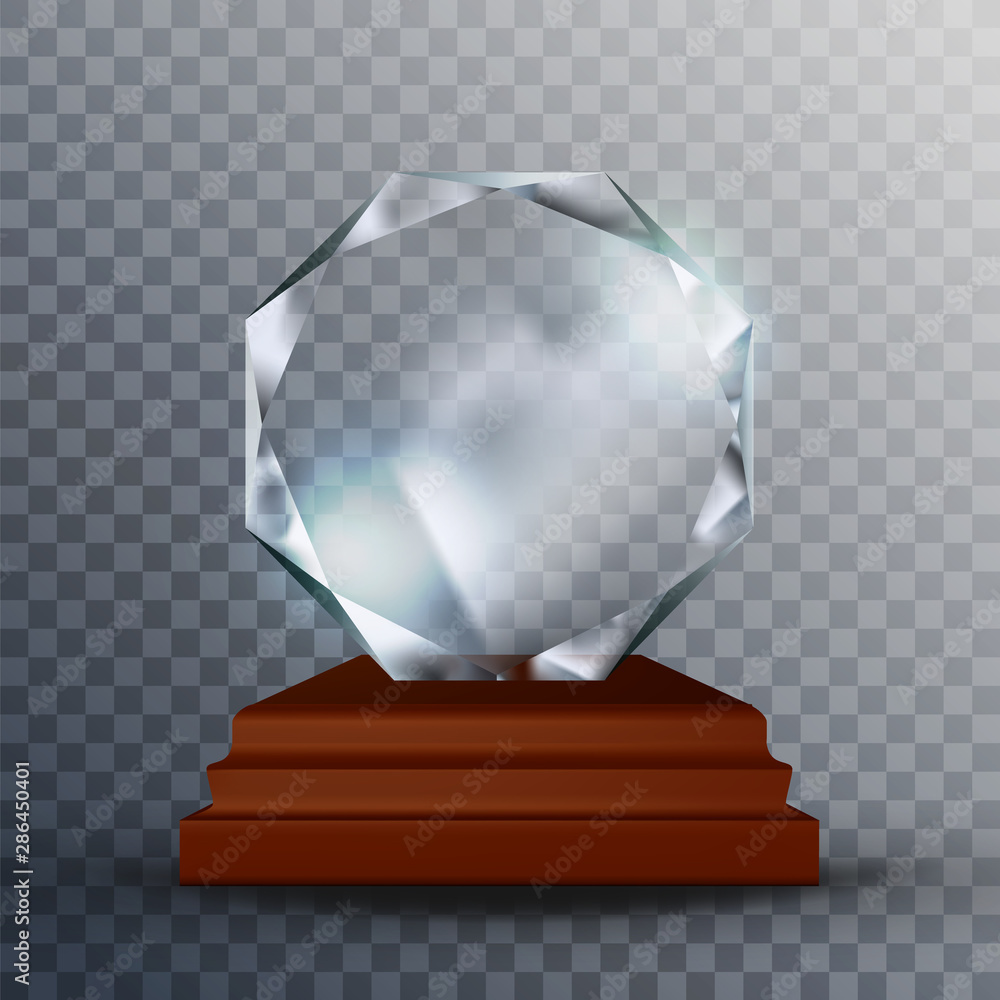 Modern Reflection Blank Glass Trophy Award Vector. Concept Of Glossy ...