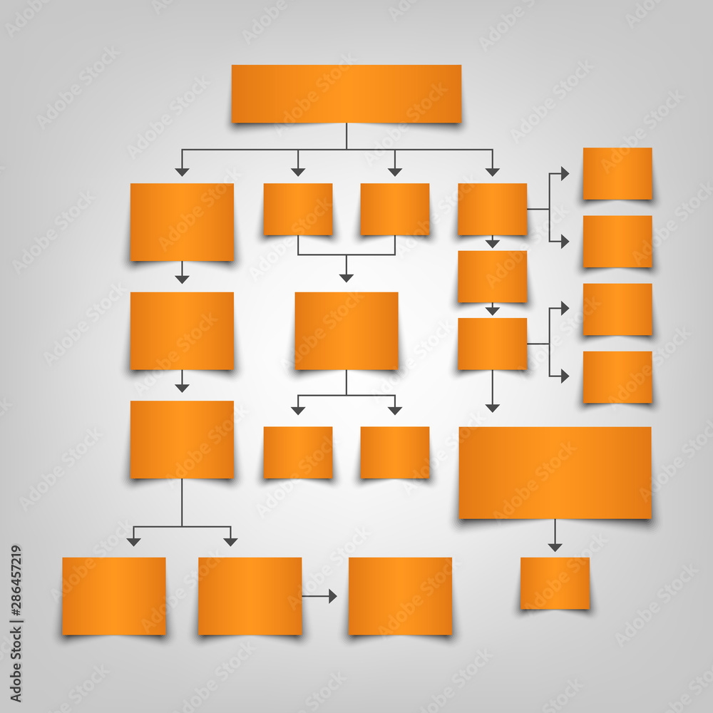 Flow chart organization plan in orange design template Stock Vector ...