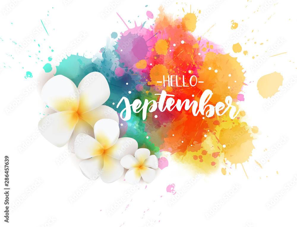 Hello September - floral concept background Stock Vector | Adobe Stock