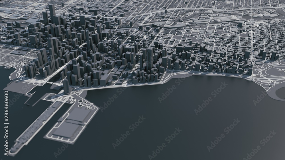 Chicago city map. 3d map of Chicago city Stock Illustration | Adobe Stock