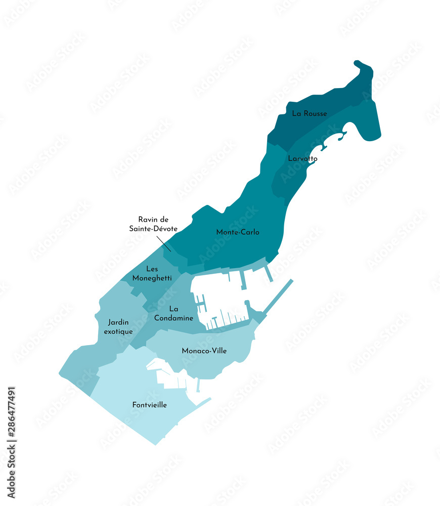 Vector isolated illustration of simplified administrative map of Monaco ...