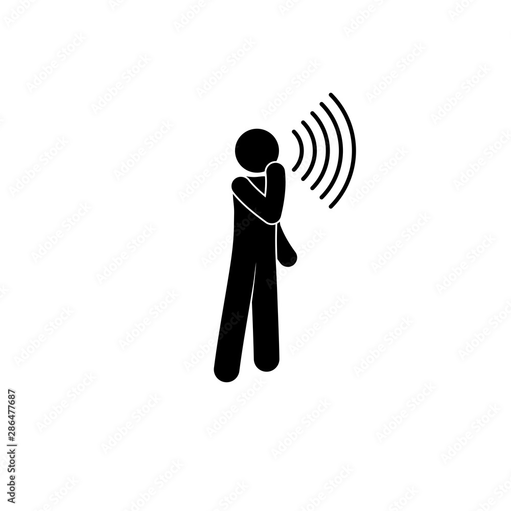 screaming man icon, stick figure pictogram, human silhouette isolated ...