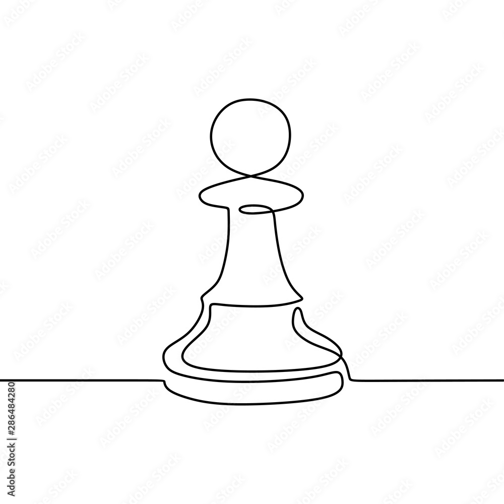 Continuous one line drawing of chess pieces minimalist design isolated ...