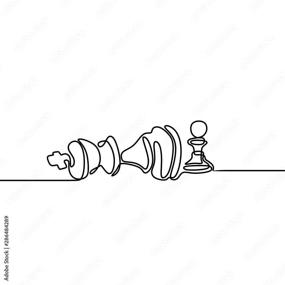 Continuous one line drawing of chess pieces minimalist design isolated ...