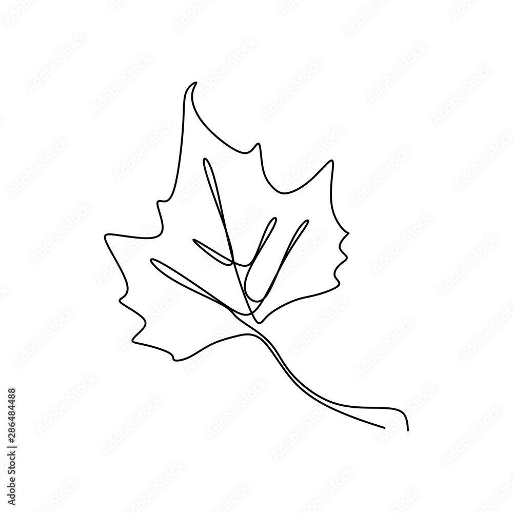 Maple leaf continuous one line drawing minimalism design Stock Vector ...