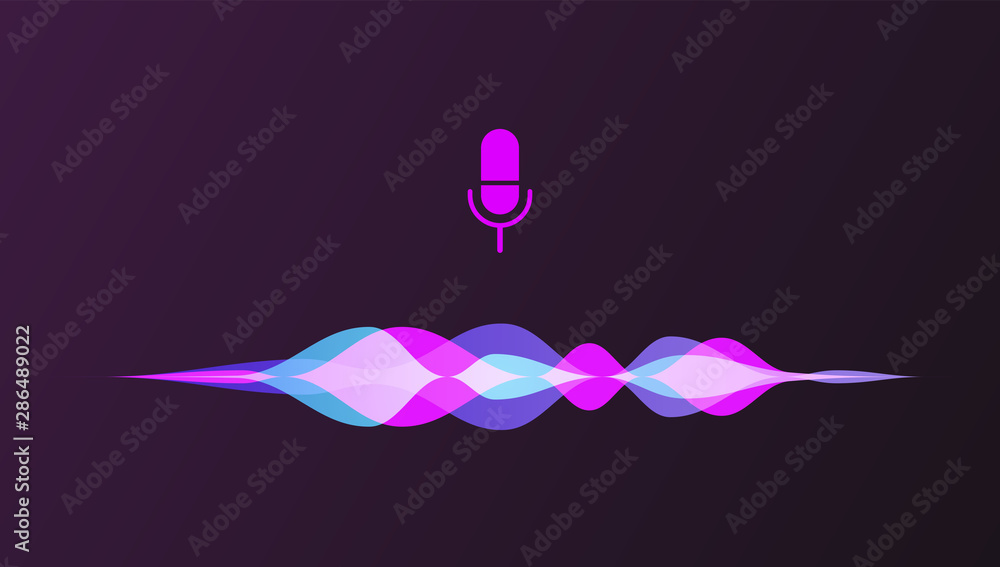 Personal assistant and voice recognition concept gradient logo. Vector ...