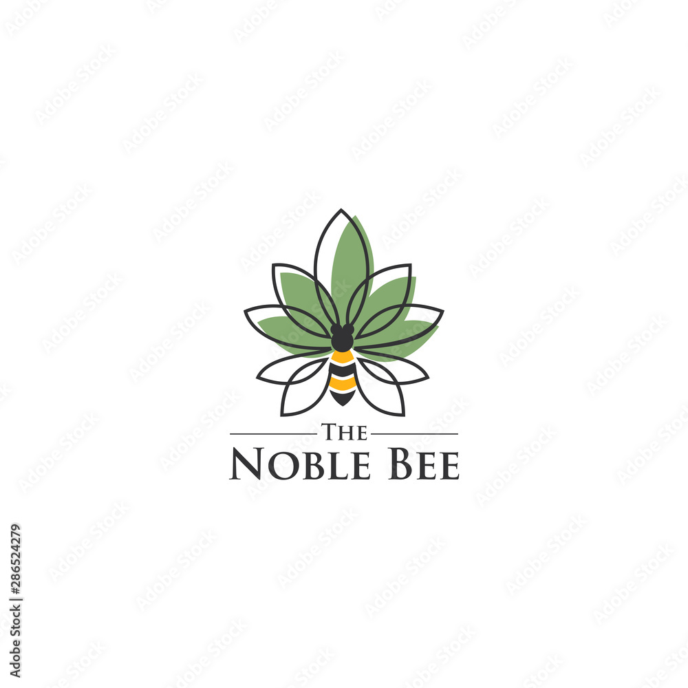 Green Bee Flower Pollination logo Stock Vector | Adobe Stock