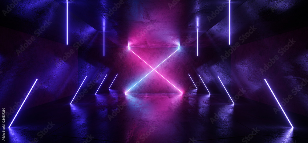 Neon X Shape Tube Lights Futuristic Sci Fi Glowing Purple Blue Vibrant ...