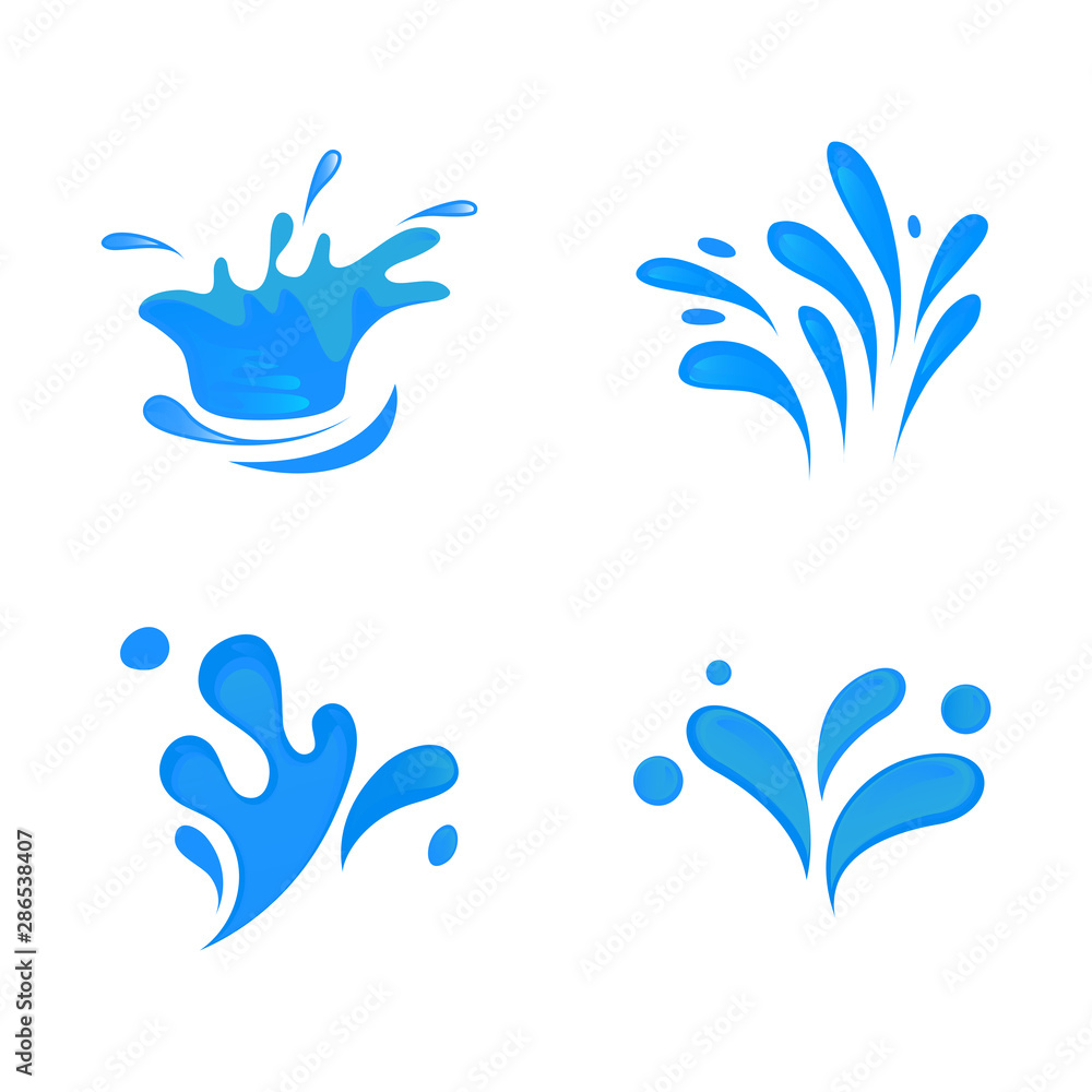 Water Splash And Drop Icons - Isolated On White Background. Flat Vector ...