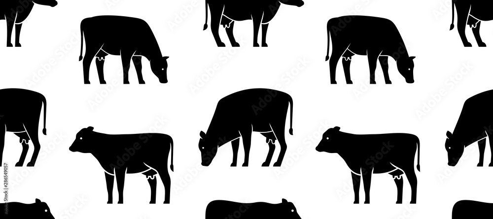 Seamless pattern with Cow logo. isolated on white background Stock ...