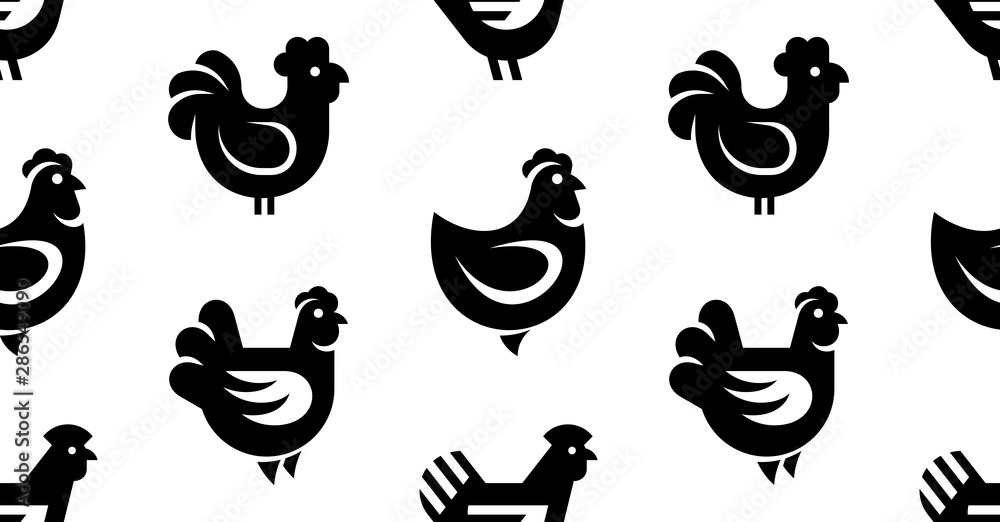 Seamless pattern with Hen, chicken logo. isolated on white background ...