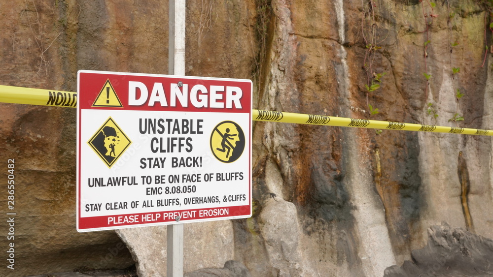 Warning signs for unstable cliffs at site of deadly bluff collapse ...
