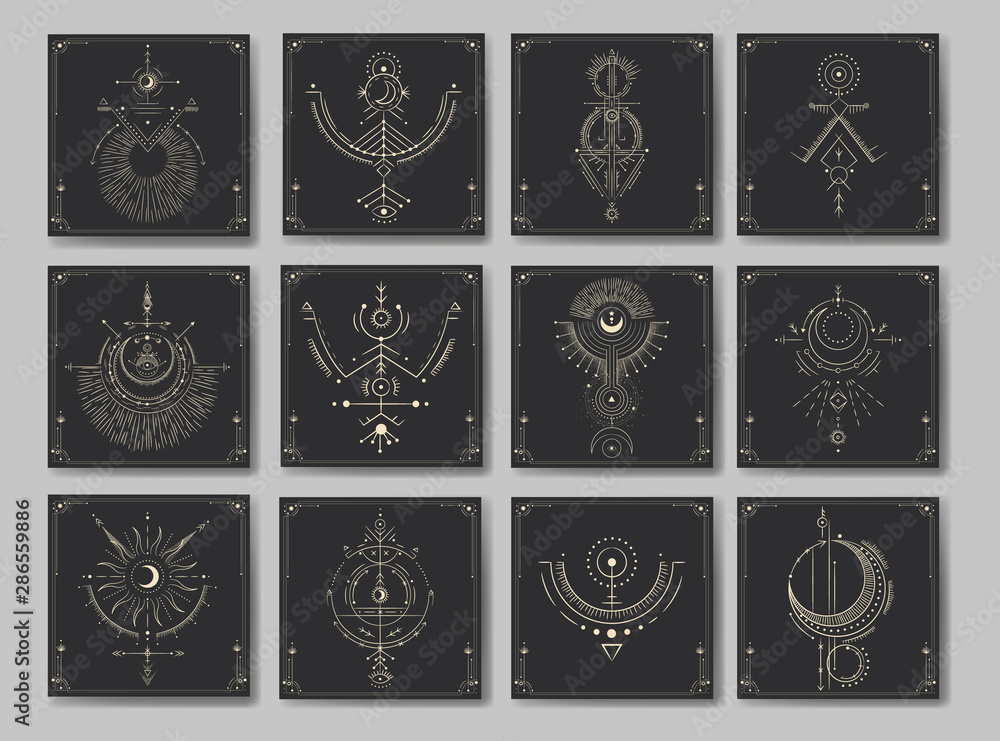 Vector illustration set of moon phases. Different stages of moonlight ...