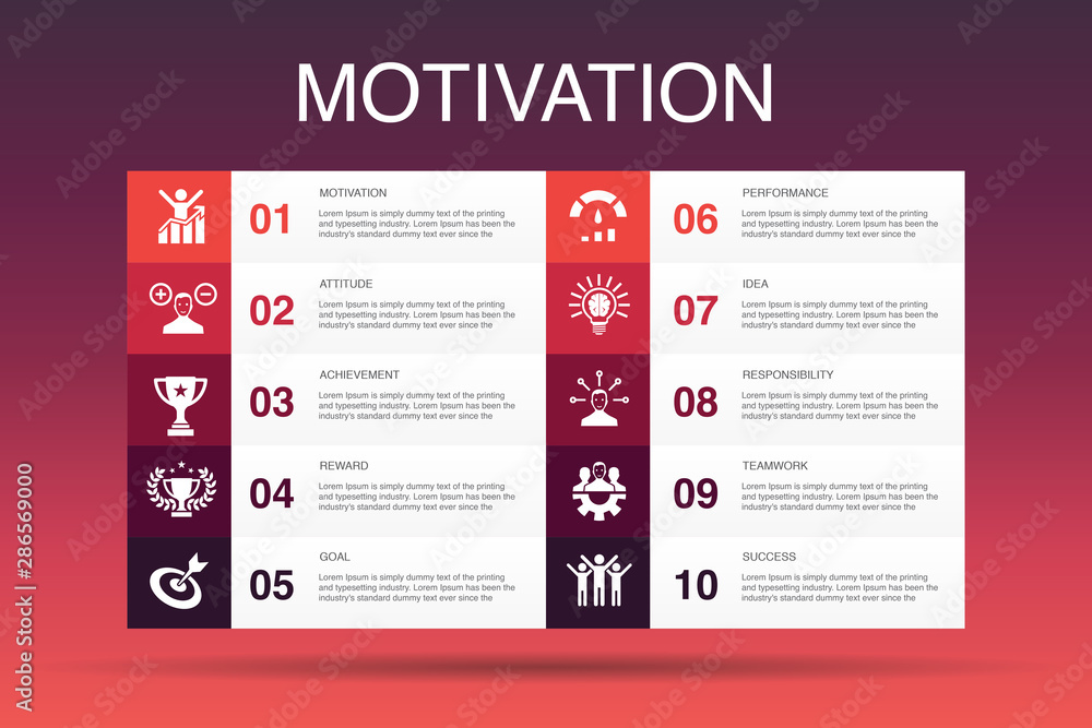 motivation Infographic 10 option template.goal, performance ...