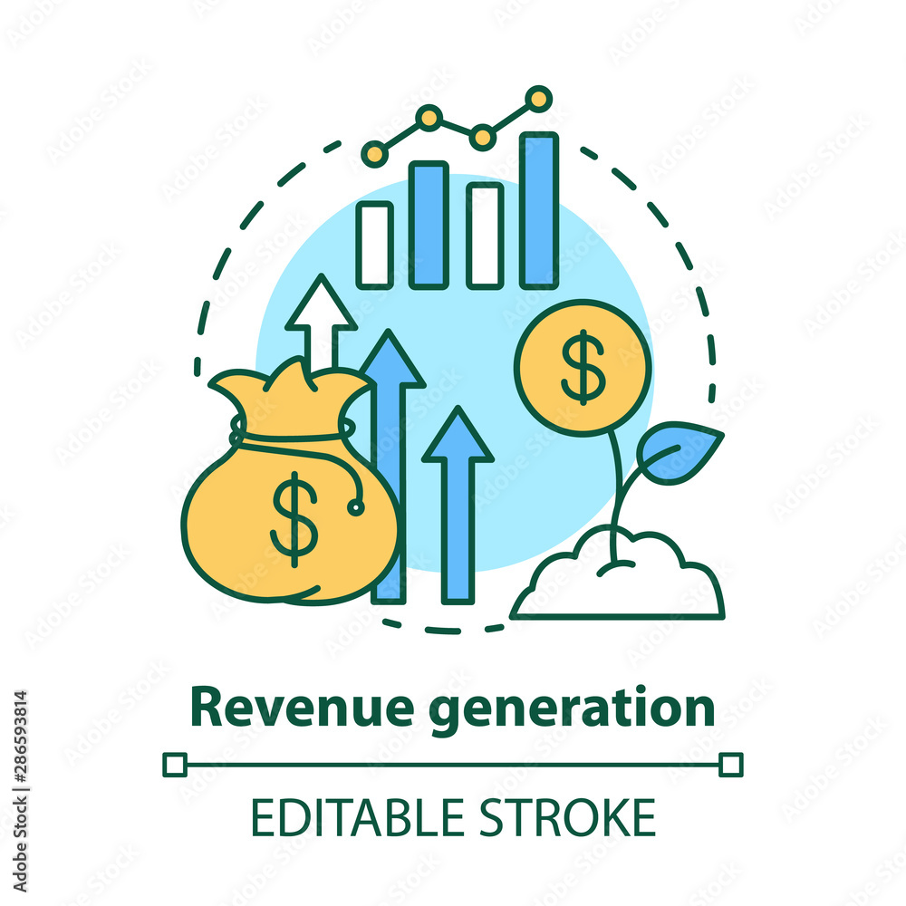 Revenue generation concept icon. Income increase idea thin line ...