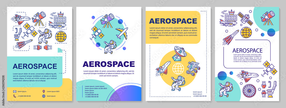 Aerospace industry template layout. Flyer, booklet, leaflet print ...