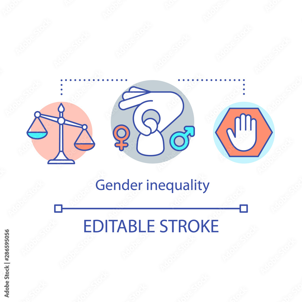 Gender inequality concept icon. Sex discrimination idea thin line ...